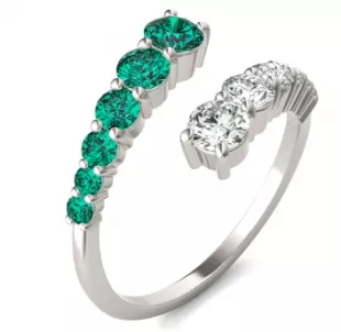 Charles & Colvard - Graduated Open Wrap Emerald Ring
