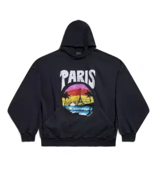 Balenciaga - Black Tropical Paris Hoodie