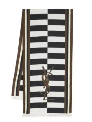 Saint Laurent - Cassandre Logo Print Silk Scarf