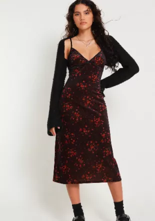 Motel Rocks - Camelia Maxi Dress In Rose Cluster Velvet
