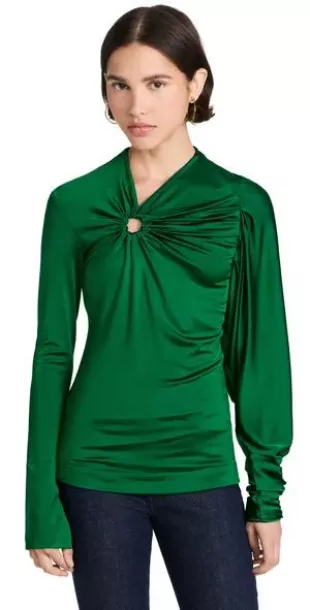 Victoria Beckham - Long-Sleeve Gathered-Detail Top