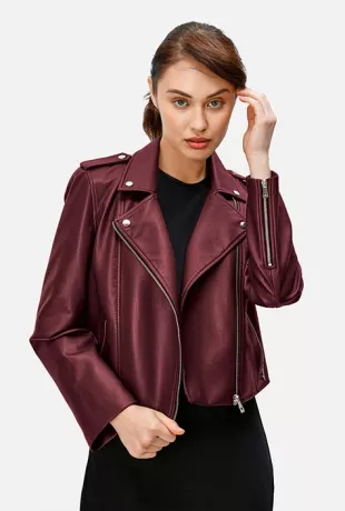 Zapelle - Faux Leather Zip Front Moto Jacket
