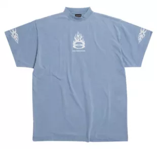 Balenciaga - Light Blue Flame Unity Sports Icon T Shirt