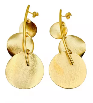 Parravi - Triple Disc Gold Earrings