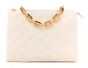 Louis Vuitton - Lambskin Embossed Monogram Coussin PM Cream