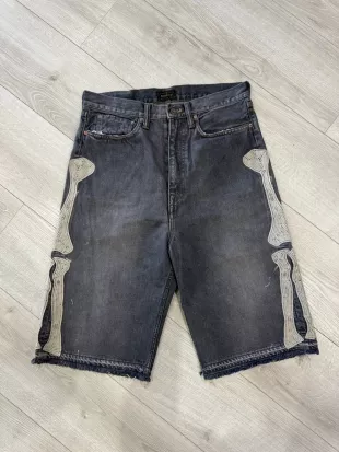 kapital - Black Denim Skeleton Shorts