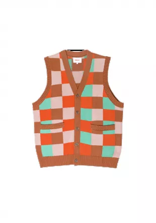 Checks Downtown - Men's Checkerboard Knitted Vest in Rust