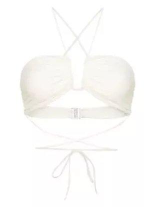 Magda Butrym - Criss Cross Bandeau Swim Top in Cream