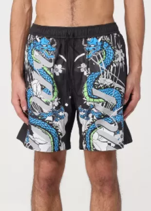 Amiri - Black & Blue Floral Dragon Shorts