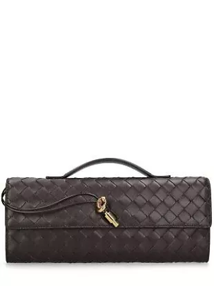 Bottega Veneta - Long Clutch Andiamo With Top Handle Fondant Brown New