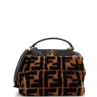 Fendi - Peekaboo Bag Zucca Shearling Mini