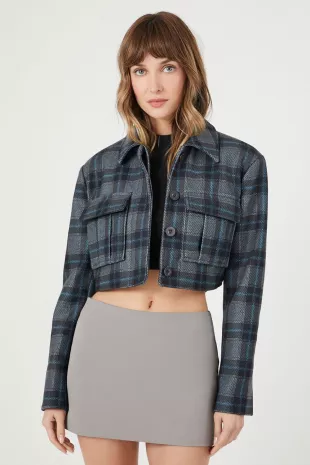 Forever 21 - Cropped Plaid Jacket