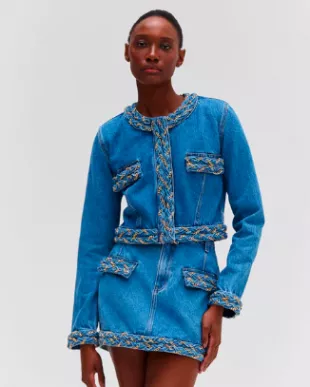 patbo - Braided Denim Cropped Jacket