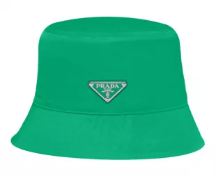 Prada - Green Triangle Logo Bucket Hat