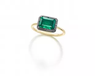 Jessica McCormack - Signature 2.5Ct Emerald & Blackened Gold East-West ...