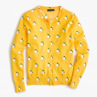 J. Crew - Cotton Jackie cardigan sweater in lemon print