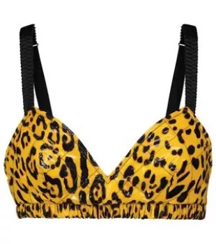 Dolce & Gabbana - Leopard-Print Faux Leather Bra in Yellow