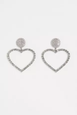 H&M - Heart-Shaped Rhinestone Earrings