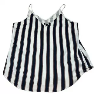 express - Tank Top Women’s Medium White And Blue Striped Preppy Cut Casual