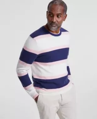 Club Room - Printed Stripe Cashmere Sweater
