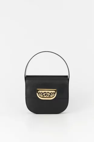 Destree - Black Geometric Leather Bag with Golden Latch