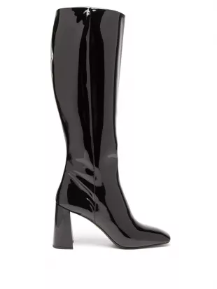 Prada - Patent-Leather Knee Boots