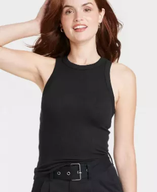 A New Day - Slim Fit Ribbed High Neck Tank Top