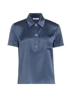 vince - Silk Short-Sleeve Polo Top