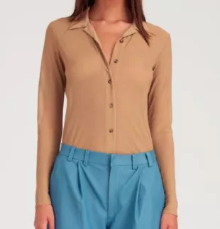 sprwmn - Khaki Knit Mesh Button Down