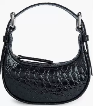 By Far - Mini Soho Croc Embossed Leather Shoulder Bag