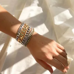 jenny bird - Jenny Bird Austin Cuff Mixed Metal Stacked Layered Chain ...