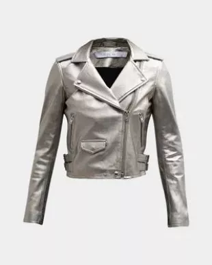 IRO - Asheville Cropped Metallic Leather Jacket