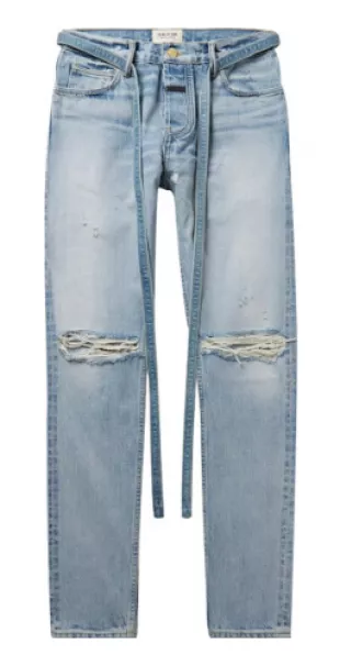 Fear of God - Light Blue Ripped Drawstring Jeans