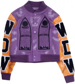 Who Decides War - Purple & Orange Stained Glass Varsity Jacket