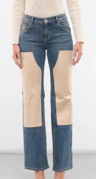 blumarine - Satin Paneled Denim Jeans