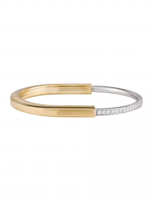 Tiffany & Co. - Lock Bangle in Yellow and White Gold with Half Pave ...