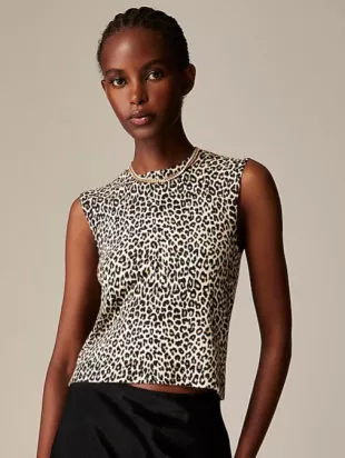 J. Crew - Featherweight Cashmere-blend Sweater Shell in Leopard print