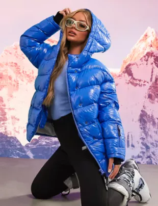 Asos - Ski High Shine Padded Ski Jacket With Funnel Neck