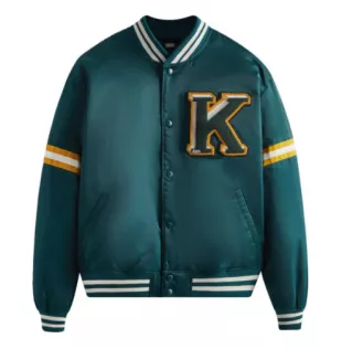 kith - Green Satin K Patch Bomber Jacket