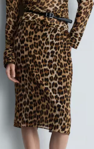 Mango - Leopard Midi Skirt