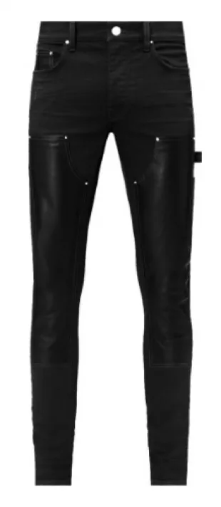 Amiri - Black Leather Panel Workman Pants