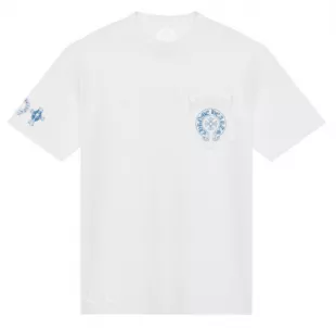 Chrome Hearts - White & Light Blue Triple Cross T Shirt