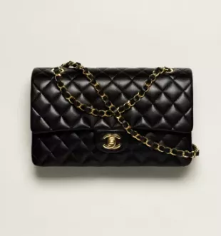 Chanel - Classic Lambskin & Gold-Tone Bag in Black