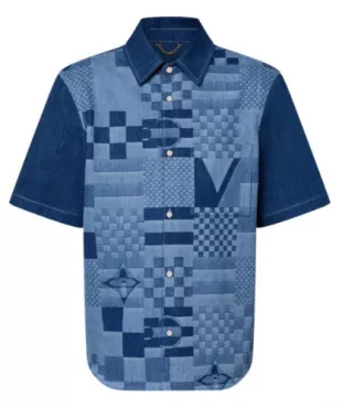 Louis Vuitton - Blue Monogram Flags Denim Shirt