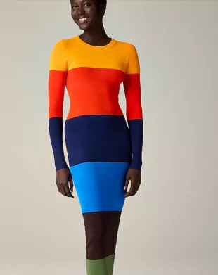 Christopher John Rogers x J. Crew - Colorblock Dress in stretch Viscose ...
