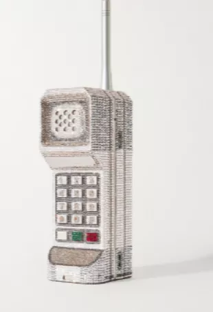 Judith Leiber Couture - Brick Phone Call Me Crystal-Embellished Silver ...