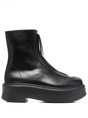 The Row - Zipped 1 Leather Ankle Boots
