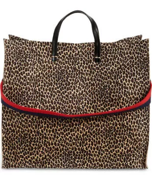 Clare V. - Women’s Simple Suede Leather Tote Bag Mini Cat Leopard Print