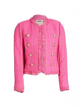 L'agence - Tinlee Jacket in Shocking Pink Gold Stripe