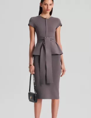 scanlan Théodore - Crepe Knit Short Sleeve Curved Hem Jacket